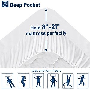 Bedluxury Queen Mattress Topper Extra Thick Pillowtop Mattress Pad Cover Cooling and Plush with 8-21 Inch Deep Pocket 3D Snow Down Alternative Fill