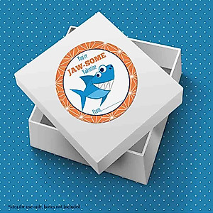 You’re Jawsome Smiling Shark Valentine Party Favor Sticker Labels, 40 2" Party Circle Stickers by AmandaCreation, Great for Classroom Valentines, Envelope Seals, Gifts & Treats