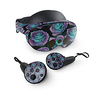 MightySkins Glossy Glitter Skin Compatible with Meta Quest Pro - Crystalline Roses | Protective, Durable High-Gloss Glitter Finish | Easy to Apply, Remove, and Change Styles | Made in The USA