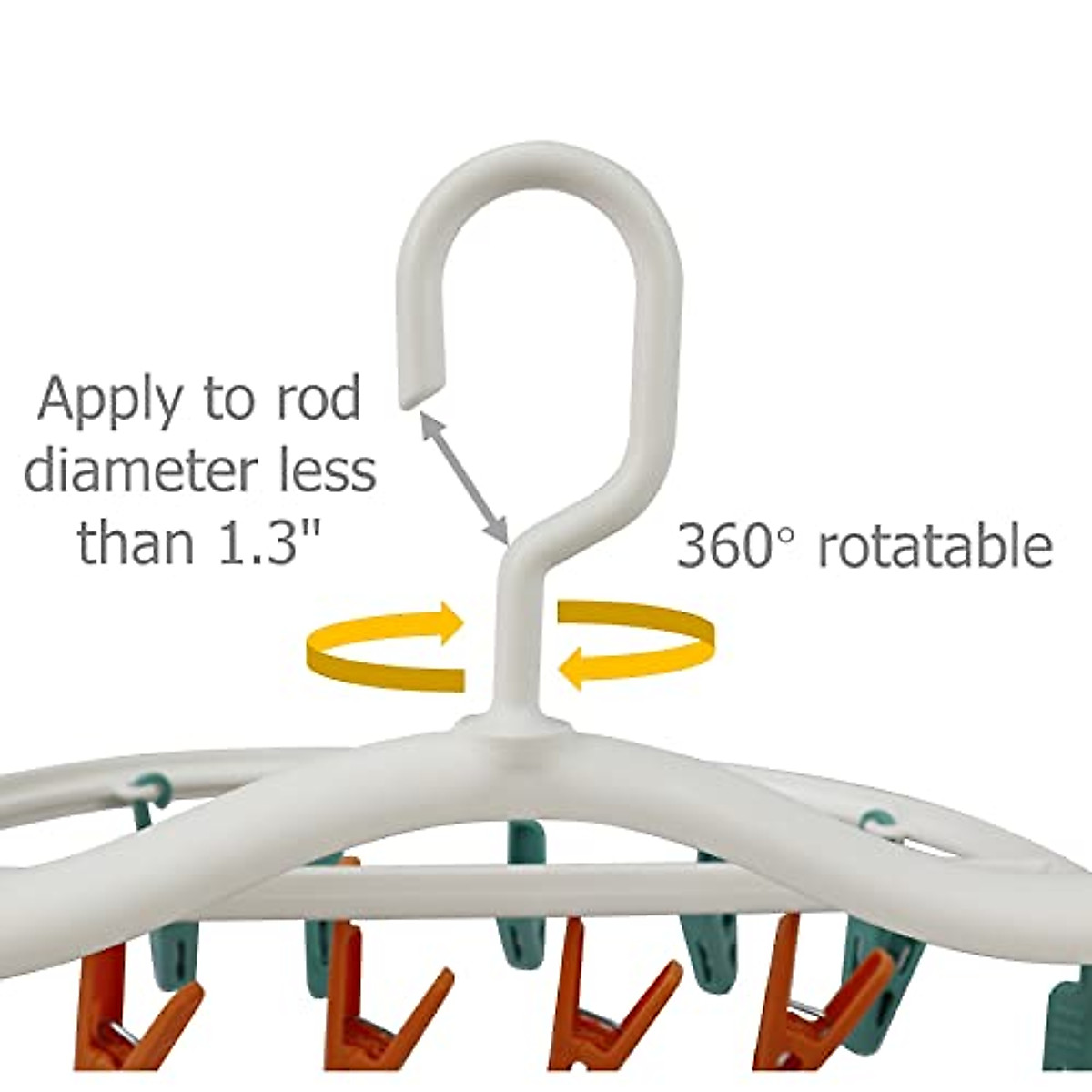 EIKS Foldable Laundry Drying Hanging Rack with 24 Clips for Drying Clothes, Underwear, Hat, Scarf, Socks, Gloves