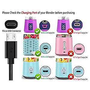 Portable Blender Charger Cord, USB Charging Cable Cord Compatible with PopBabies/Supkitdin/Aoozi Portable Blender Smoothie Blenders Personal Size Blender
