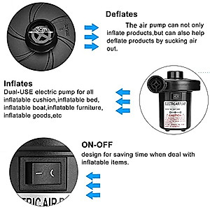 Electric Air Pump, Air Pump with 3 Nozzles, 110V,Inflator/Deflator Pumps for Inflatable Pool for Kids and Adults Kiddie Pool Inflatable Swimming Pool for Kids Pools for Backyard Blow Up Pool Toddlers