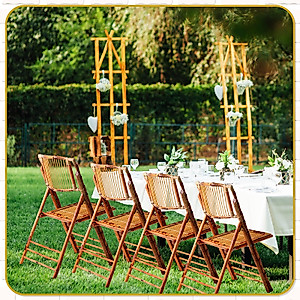 Tradder 4 Pack Bamboo Folding Chair Foldable Dining Chair Indoor Outdoor Wooden Seat Stackable Wood Rattan Commercial Chair Set for Patio, Wedding, Party, Dining, Event, Birthday, Kitchen, Garden