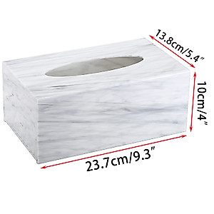 Sumnacon Tissue Box Cover - Decorative Acrylic Tissue Box Holder, Stylish Facial Tissue Holder for Dresser Bathroom Bedroom Table Night Stand Countertop Home Office Decor (9.4 x 5.4 Inch/Rectangular, Mable White)