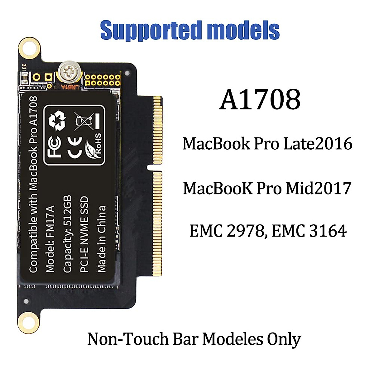 FLEANE FM17A 512GB PCIE 3.0x4 NVME 3D NAND TLC Flash SSD for MacBook Pro Retina A1708 (2016-2017) Included DIY Tools (512GB)