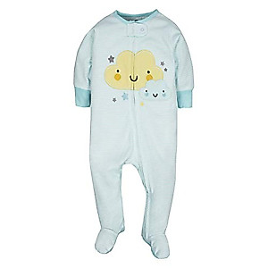 Gerber Unisex Baby 4 Pack Sleep 'N Play Footie Clouds/Elephant 0-3 Months