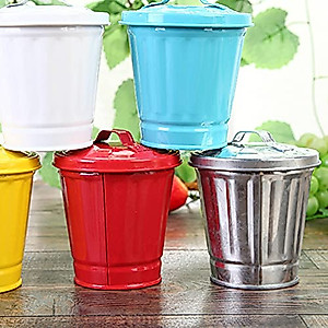 Toddmomy Mini Desktop Trash Can with Lid Tiny Garbage Can Metal Rubbish Bin for Home Office Countertop