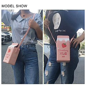 Lanpet Women Unique Purse Girls Fruits Banana Strawberry Milk Box Cross body Bag Mobile phone Wallet Purse