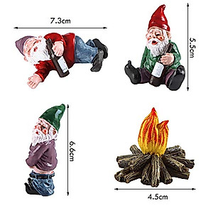 4 Pieces Christmas Happy Fairy Gnomes Garden Accessories Sculpture Collectible Figurines Miniature Gardening Figurine Gnomes Ornament Gnome Kit Fairy Garden Statues for Miniature Fairy Garden Supplies