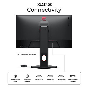 BenQ ZOWIE XL2540K 24.5-inch 240Hz Gaming Monitor 1080P 1ms Smaller Base Flexible Height & Tilt Adjustment XL Setting to Share Customizable Quick Menu Black eQualizer Color Vibrance