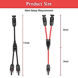 PAEKQ Solar Panel Y Branch Connector, 1 to 2 Solar Parallel Connector, Solar Connectors 30A Rated Current, Parallel Connectors Wire Plug Kit for Solar Panel (2 Pairs M/FF, F/MM)