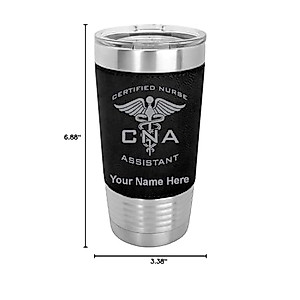 LaserGram 20oz Vacuum Insulated Tumbler Mug, CNA Certified Nurse Assistant, Personalized Engraving Included (Faux Leather, Black)