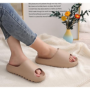 Beslip Platform Slide Sandals for Men Women Lightweight Open Toe Shower Shoes Khaki 4243