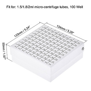 uxcell Centrifuge Tube Freezer Storage Box 100-Well Waterproof Cardboard Holder White for 1.5/1.8/2ml Micro Centrifuge Tubes