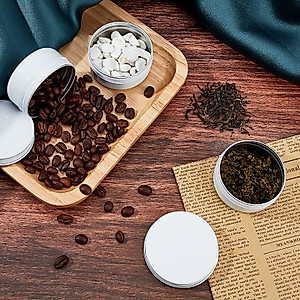 BENECREAT 20 Packs 1.7 oz Round Aluminum Cans Tin Silver Screw Top Metal Lid Containers for Spices, Candies, Tea or Gift Giving