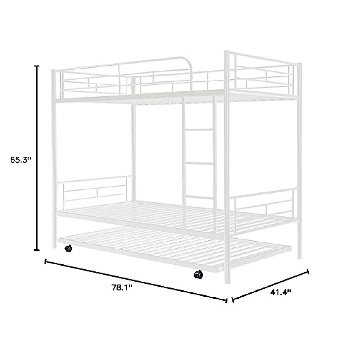 EMKK Metal Triple Bunk Bed for Kids,Twin-Over-Twin-Over-Twin Bunkbeds with Ladder and Safety Guardrails for Kids/Teen/Adults Bedroom,No Box Spring Needed