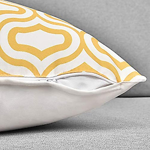 Yastouay Throw Pillow Covers Set of 6 Modern Decorative Throw Pillow Cases Geometric Pillow Covers Cushion Covers for Couch Sofa Bedroom Car (Yellow and White, 18 x 18 Inch)