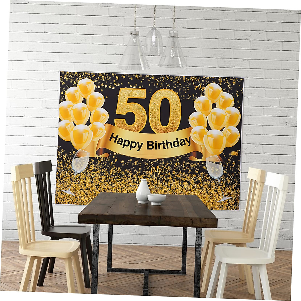 Abaodam Birthday Backdrop 1pc 50 Years Old Background Cloth Poster Vinyl 50th Birthday Poster