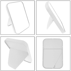 Coobbar Desktop Foldable Makeup Mirror Simple Portable Princess Mirror Square Makeup Mirror for Women (White)