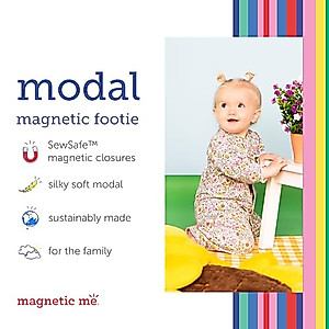 Magnetic Me Footie Pajamas Soft Modal Baby Unisex Sleepwear Quick Magnetic Fastener Sleeper Wind Chime 0-3 Months