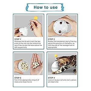 doiplent Tumbler Interactive Toy Cat Puzzle Feeder,Treat Dispensing Cat Toy, Cat Treat Dispenser Toy,Cat Enrichment Toys,Aid Pets Digestion, Great for Portion Control and Fast Eaters,White