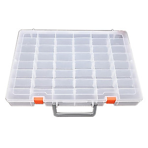 48 Grids Clear Plastic Organizer Box with Removable Dividers Jewelry Storage Box Adjustable Compartment Plastic Arts Crafts Box Large Bead Storage Container for Crafts Beads Jewelry Earrings (Clear)