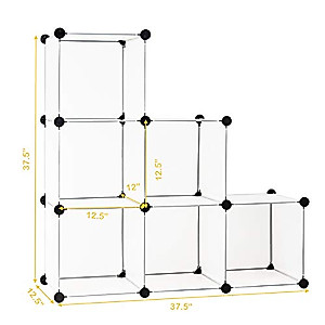 Tangkula 6 Cubes Storage Organizer, DIY Plastic PP Closet Cabinet w/Rustproof Steel Frame, Portable DIY Modular Storage System w/Hammer for Toys, Books, Shoes Indoor Use