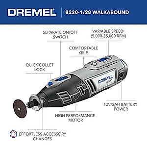 Dremel 8220-1/28 12-Volt Max Cordless Rotary Tool Kit- Engraver, Sander, and Polisher- Perfect for Cutting, Wood Carving, Engraving, Polishing, and Detail Sanding- 1 Attachment & 28 Accessories