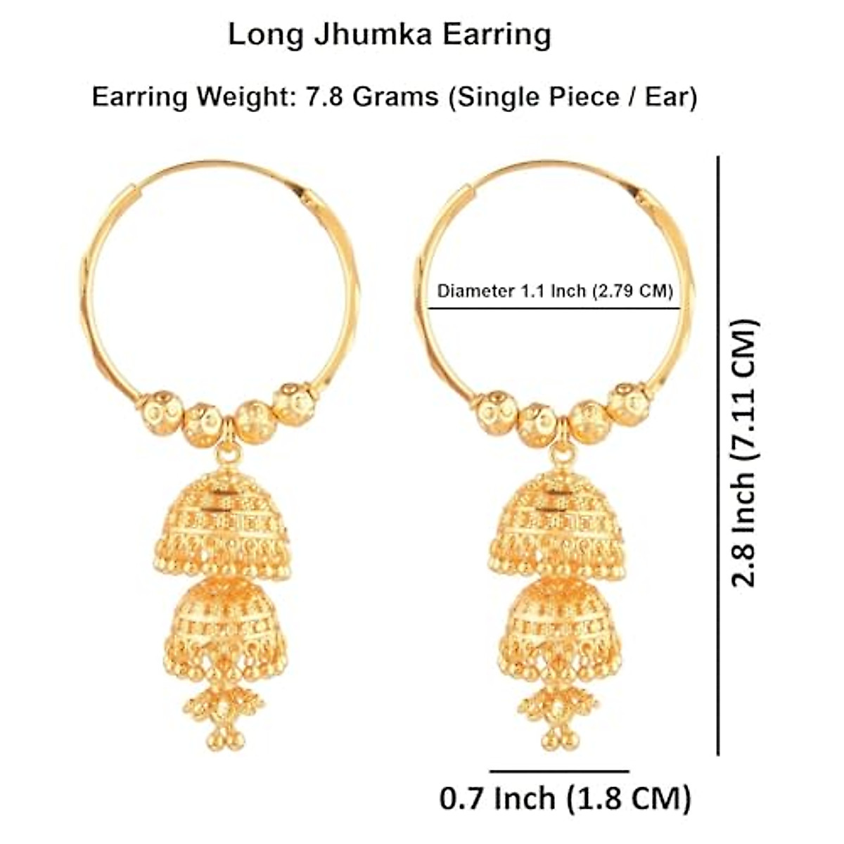 Efulgenz Indian Earrings for Women Indian Hoop Earrings Indian Jhumka Earrings Set Indian Jewelry Traditional Gold Tone Hoop Jhumka Jhumki Dangle Earrings Set for Women