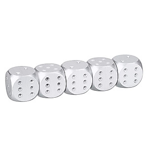 6 Sided Metal Dice Set, DND Dice Set with Storage Box Table Game Poker Games Dice Accessory (Silver Square Box)