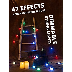 Garibosh 49ft Outdoor Patio String Lights, Led Hanging Lights for Outside, Outside Lights Patio Waterproof House Decor, App Control