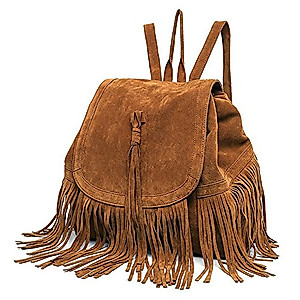 LUI SUI Women Backpack Purse Suede Fringed Tassel Shoulder Bag Fashion PU Leather Travel Bag Daypacks Purse for Girls