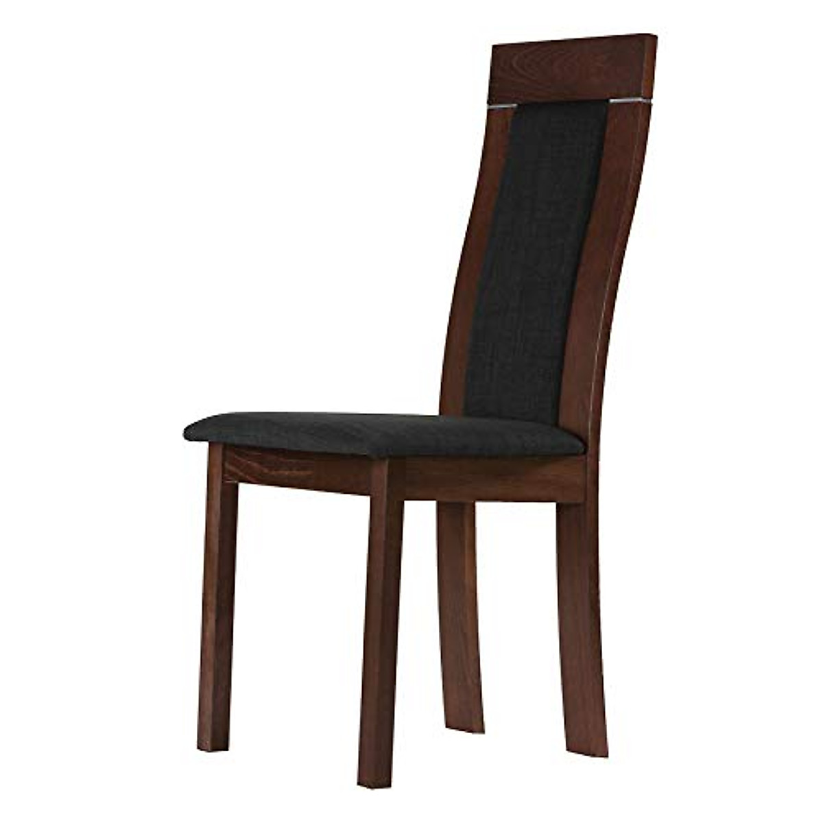 Cortesi Home Tia Walnut Finish Dining Chair in Charcoal Fabric, Set of 2, Brown
