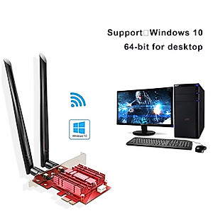 Wifi Card, TEROW AX3000 Wifi 6 PCIe WiFi Card For PC | Up to 3000Mbps | Bluetooth 5.0 | Heat Sink Tech | 802.11AX Dual Band Wireless Adapter with MU-MIMO, Ultra-Low Latency Supports Windows 10 (64bit)