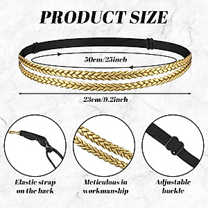 Yinder Women's Boho Leather Stretchy Double Non Slip Hair Accessory - 6 Pcs Elastic Braided Headbands in Elegant Color