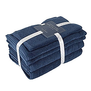 ESSELL 6 Piece Soft & Strong Towel Set, 100% Cotton | Popcorn Textured Weave, 680 GSM | Highly Absorbent & Quick Dry | Home, Hotel & Spa Towels for Bathroom & Sports | Ultra Soft & Durable - Navy Blue