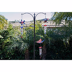 Exhart Wind Chimes, WindyWings Patriotic Eagle Wind Chime with Fluttering American Flag Wings, Outdoor Plastic and Metal Lawn and Yard Decoration, 9 x 6 x 18 Inch