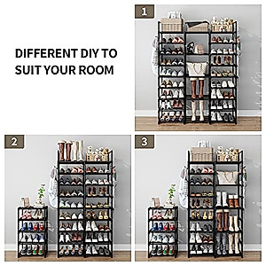 Kottwca Shoe Rack Organizer for Entryway Closet, 9 Tiers Metal Shoe Storage Shelf for 50-55 Pairs Shoe and Boots, Space Saving Large Shoe Cabinet for Bedroom Cloakroom Hallway