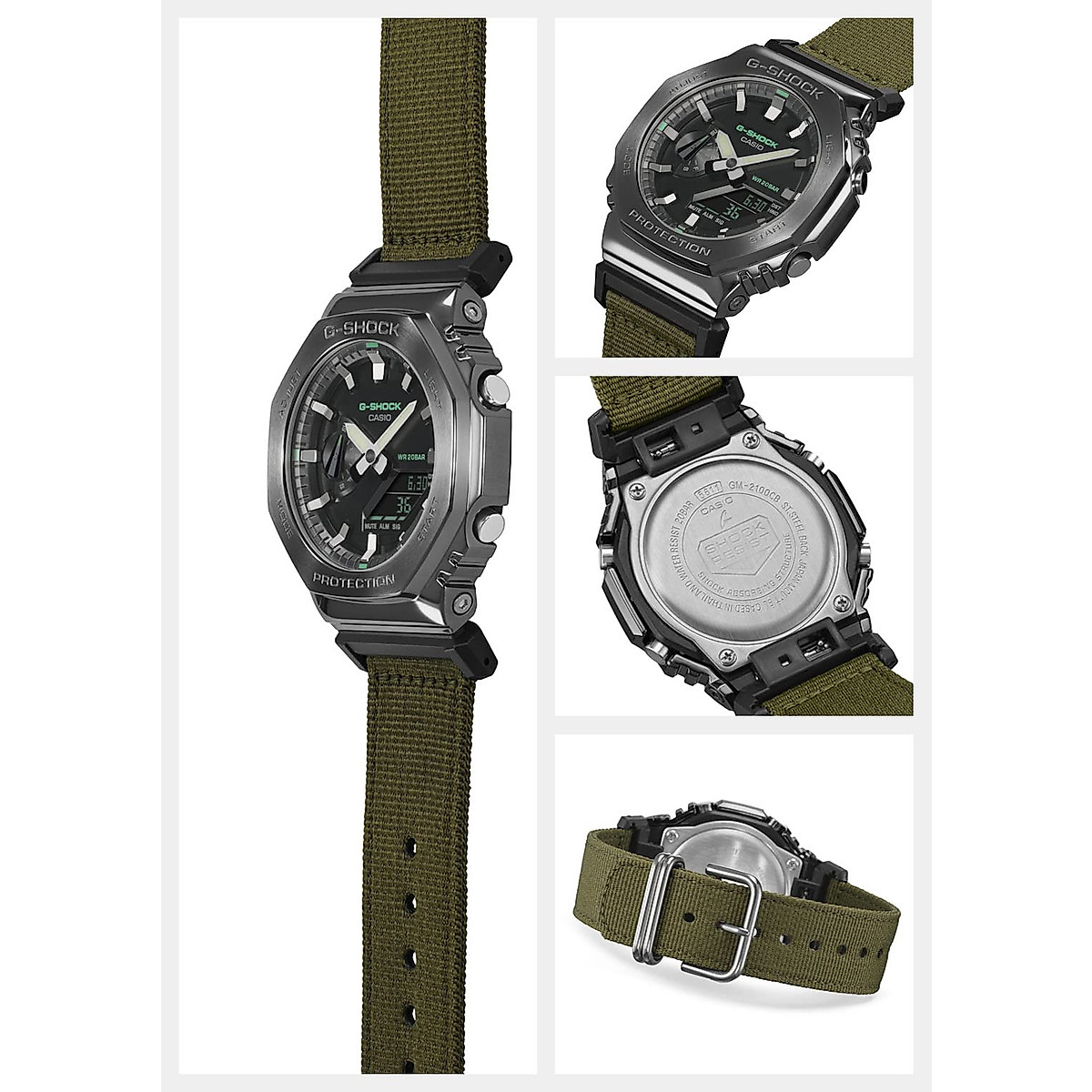 Casio GM-2100CB-3AJF [G-Shock (G-Shock) GM-2100 Cloth Band Model] Men's Watch Imported from Japan Feb 2023 Model green