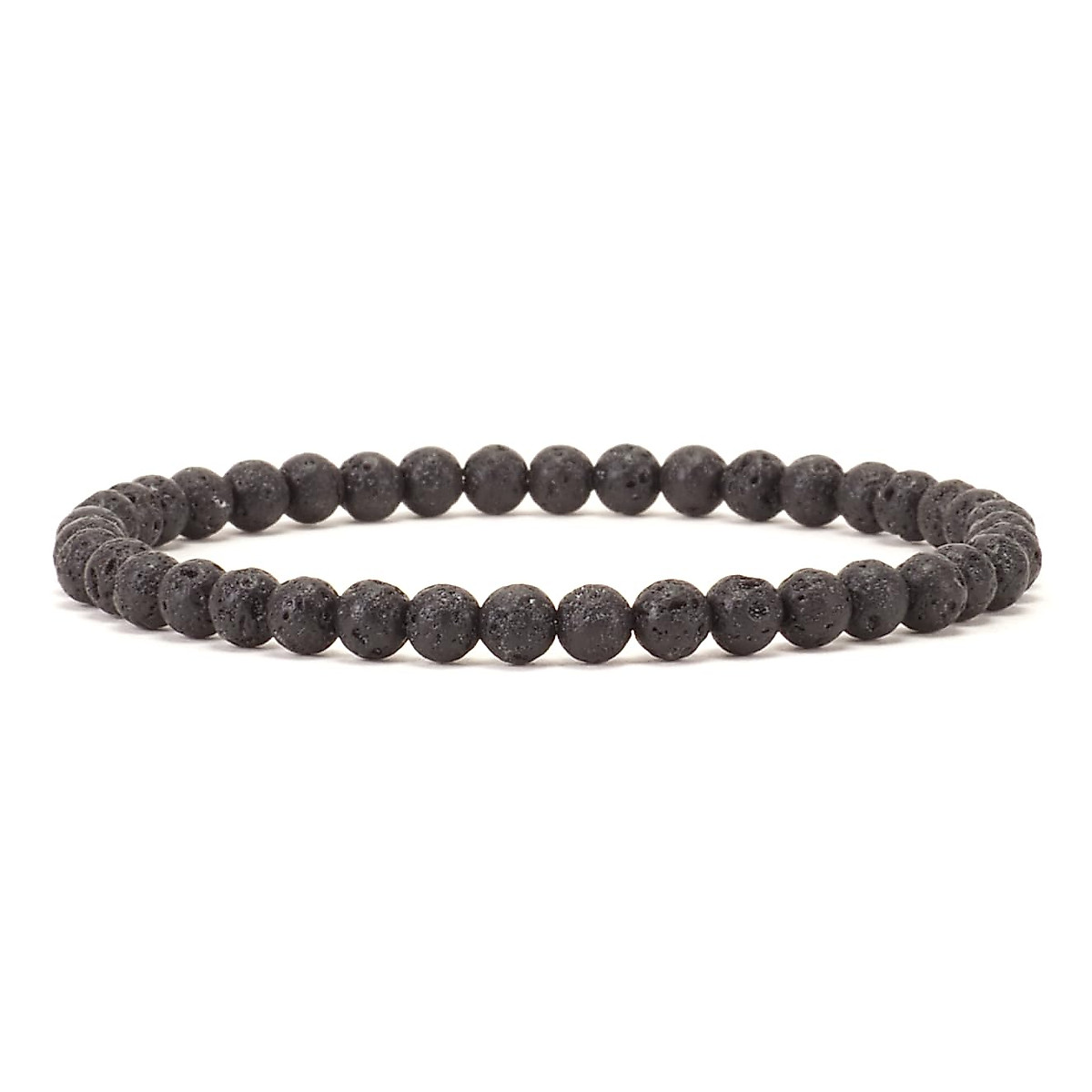 Cherry Tree Collection - Small, Medium, Large Sizes - Gemstone Beaded Bracelets For Women and Men - 4mm Round Beads (Lava, Large)