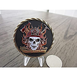 Firefighter Fireman First Responder First in Last Out 911 Skull Challenge Coin