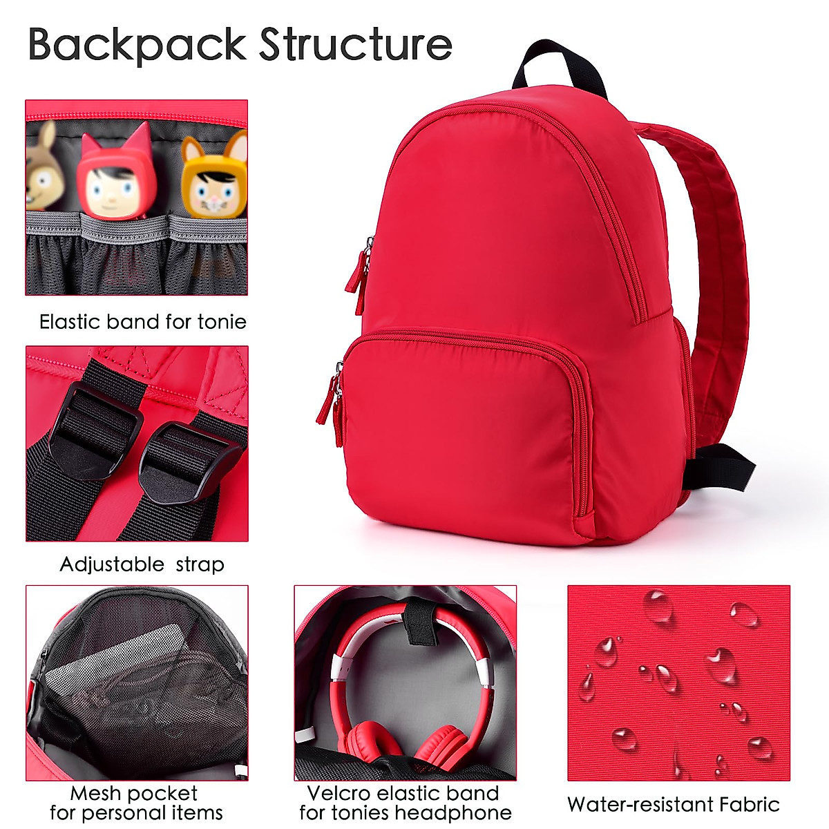 DDgro Carrying Storage Backpack for Toniebox Starter Set, Travel Bag for Toniebox, Tonie Characters, Headphone and Charging Station. (Red)