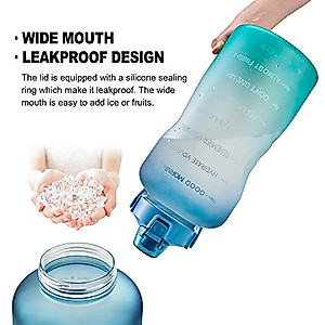 EYQ 128oz Leak-Proof Gallon Water Bottle with Removable Straw & Handle, BPA Free Drinking Large Water Jug for Fitness, Camping Sports Workouts Gym and Outdoor Activity (Pink/Green Gradient)