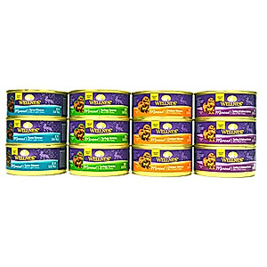 Wellness Minced Grain-Free Wet Cat Food Variety Pack - 4 Flavors (Tuna, Turkey, Chicken, and Turkey & Salmon) - 12 (5.5 Ounce) Cans - 3 of Each Flavor