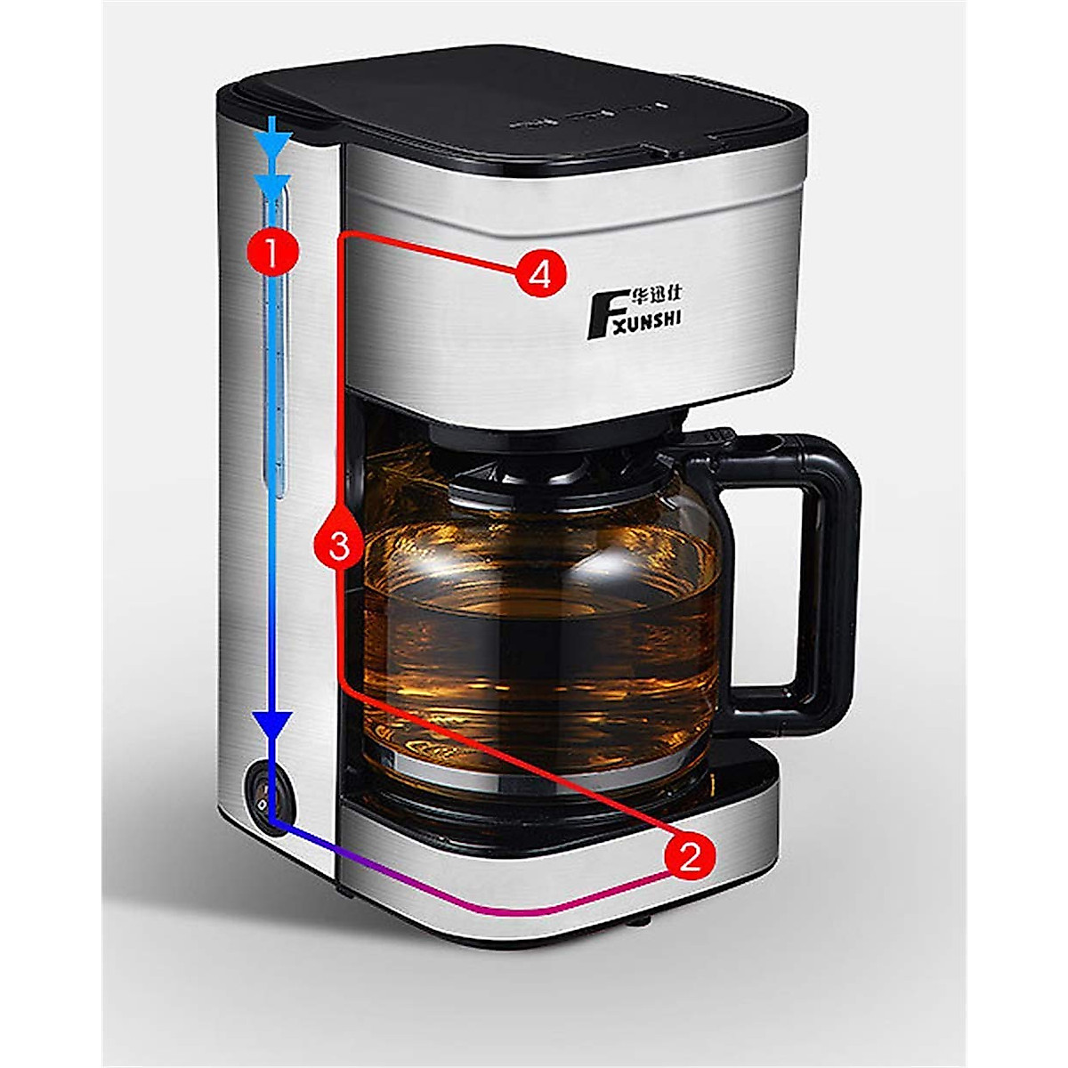 NOALED Coffee Maker Stove Top, Coffee Machine Espresso Coffee American Home Coffee Pot Automatic Tea Machine 1.5L Capacity