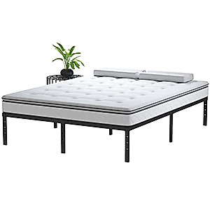 Maenizi 14 Inch Metal Bed Frame Queen Size No Box Spring Needed, Heavy Duty Platform Support Up to 3000 lbs, Easy Assembly, Noise Free, Black