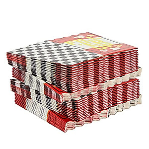 50 Pack Race Car Popcorn Boxes for Birthday Decorations, Checkered Flag 20 oz Buckets for Party Supplies (3 x 6 In)
