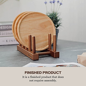 GOODSDECO Wooden Dish Rack - Chopping Board Stand, Dish Drying Rack for Dish Cup Bowl Cutting Board, Drying Rack Stand Storage Holder, Kitchen Countertop Organizer (S, Walnut)