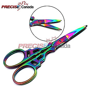 PRECISE CANADA: MULTI TITANIUM COLOR RAINBOW SEWING CRAFT EMBROIDERY SCISSORS 3.5" VICTORIAN STYLE BTS-643