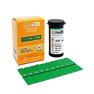 CUROFIT Fast and Accurate Blood TRGLYCERIDES Test Strips - Easy Capillary Action, Near Lab-Quality Results, for Home Use, 10 Count